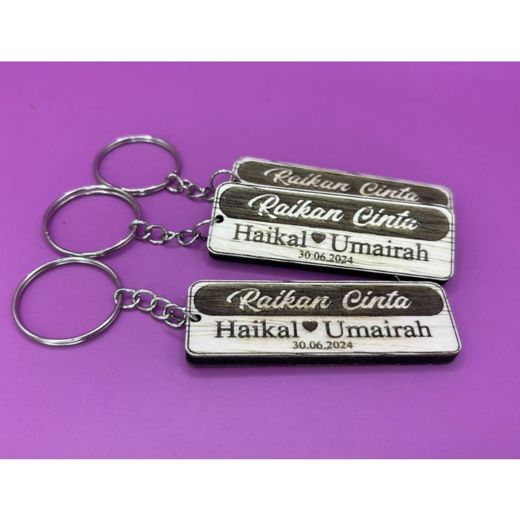 (Minimum Order 10pcs) Keychain Kayu Custom 4mm Budget Cheap Murah ...