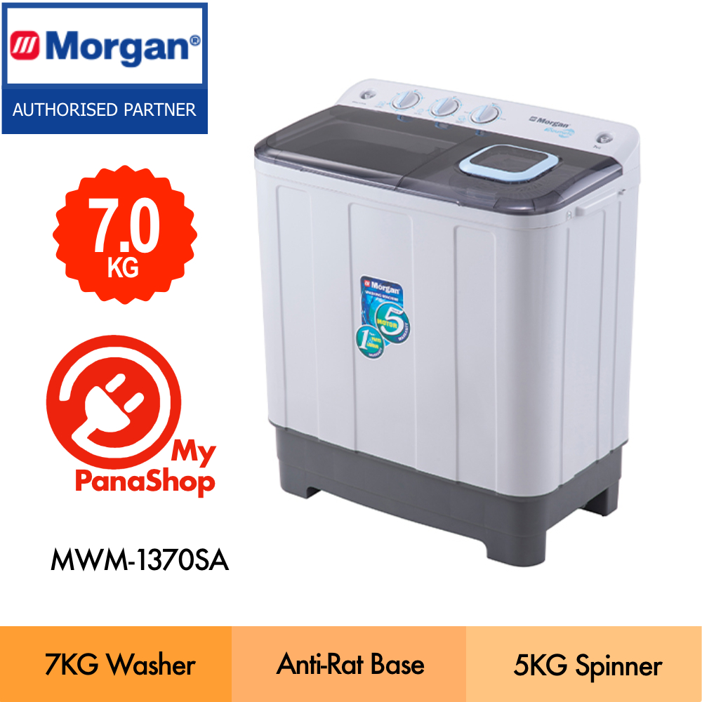 Morgan Twin Tub Washer Semi Auto Washing Machine ( 7kg ) MWM-1370SA ...