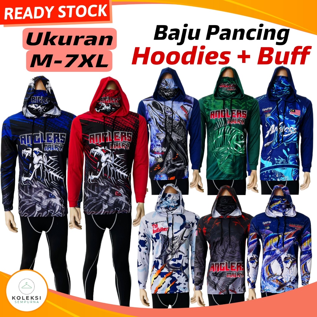 KOLEKSI SEMPURNA Baju Pancing Lengan Panjang Hoodies+Buff Jersi ...