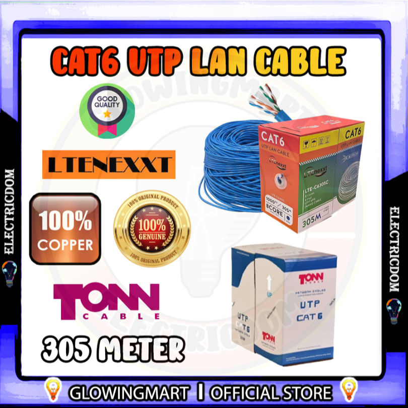 TONN CABLE / LTENEXXT CAT6 [100% FULL COPPER] 100% GENUINE CABLE 305M ...