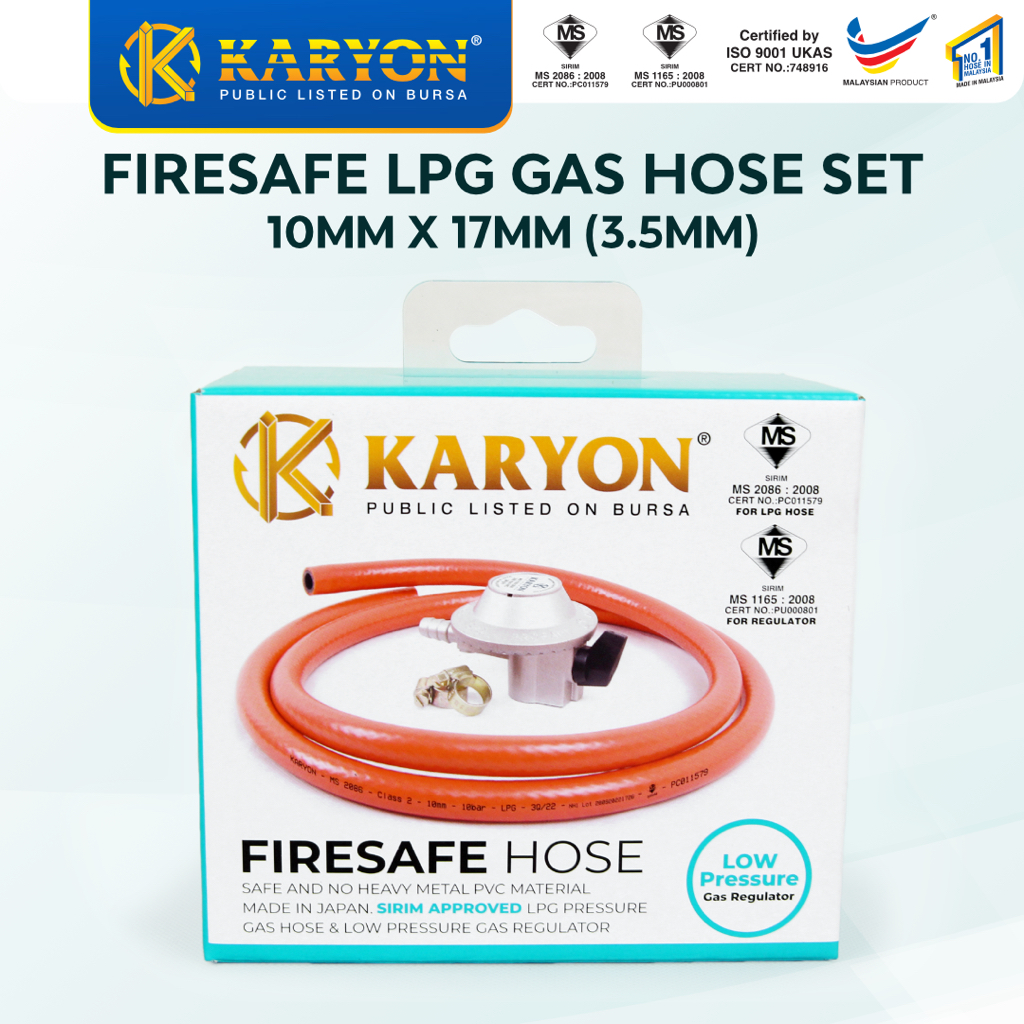 Karyon® SIRIM Certified Firesafe LPG Gas Regulator & Hose Set ...