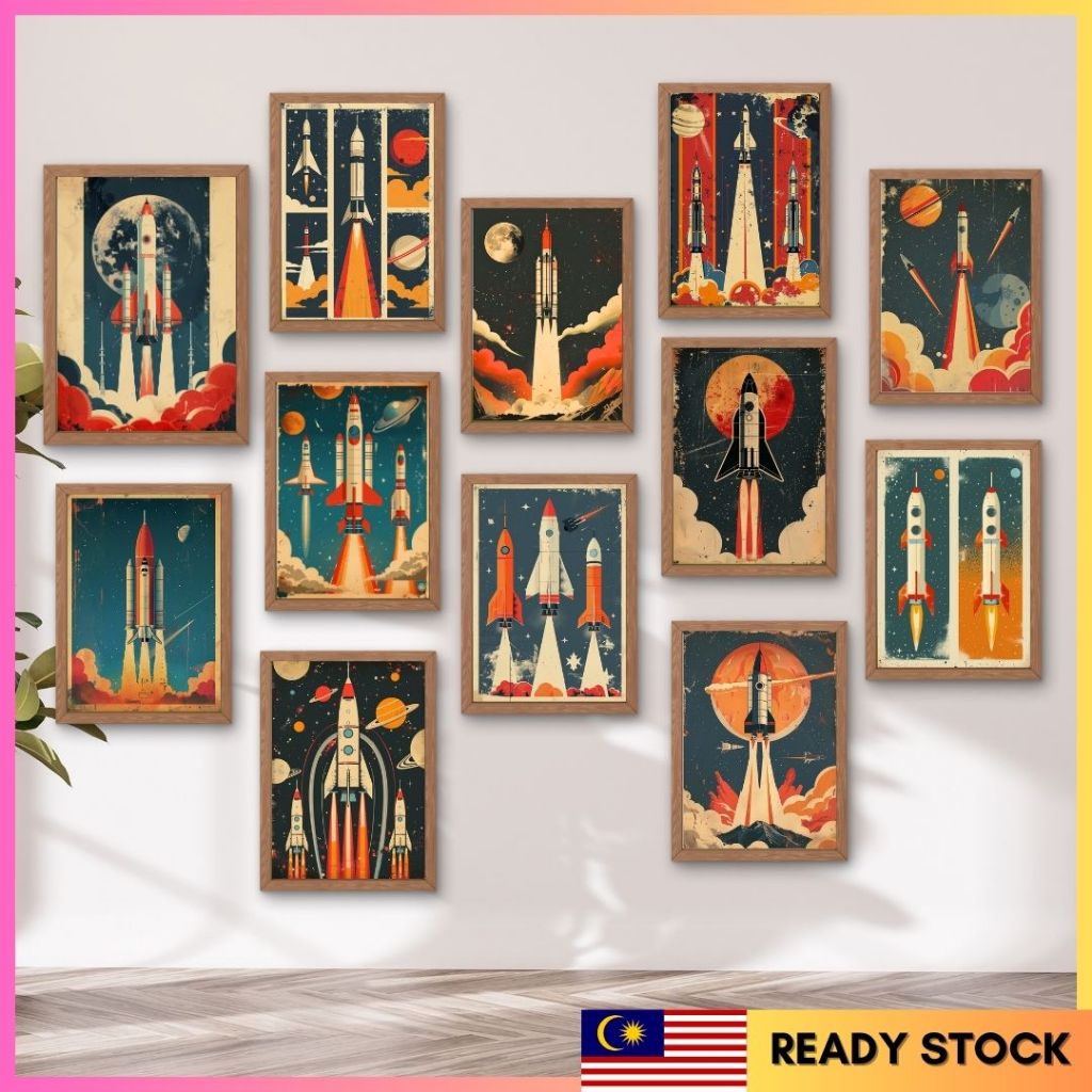 Retro Space Conquering Laminated Poster | Wall Art Living Room Home ...