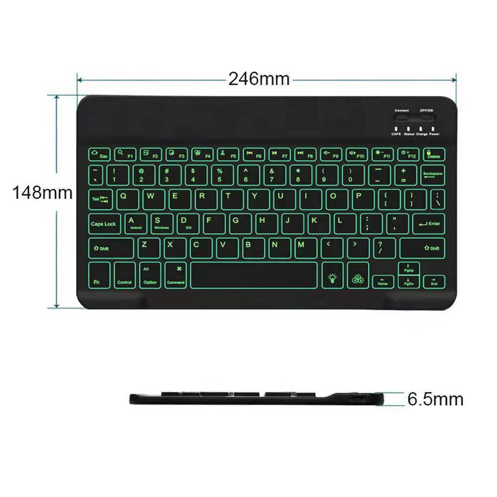 10 inch Ultra Slim Wireless Bluetooth Keyboard (Black / White) Thin ...
