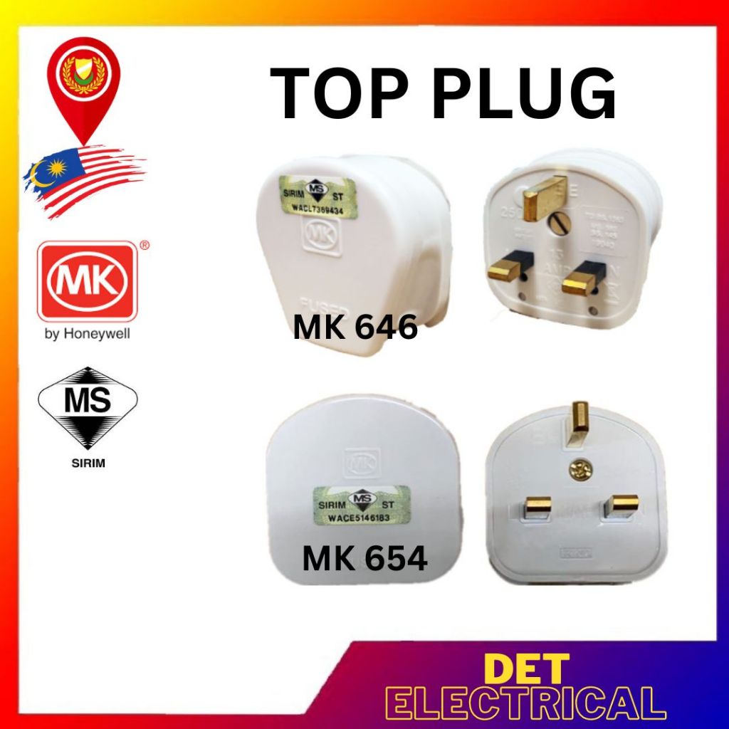MK 654 WHI 13A /MK 646 WHI 13A Heavy Duty 3 PIN Bakelite PLUG TOP SIRIM ...