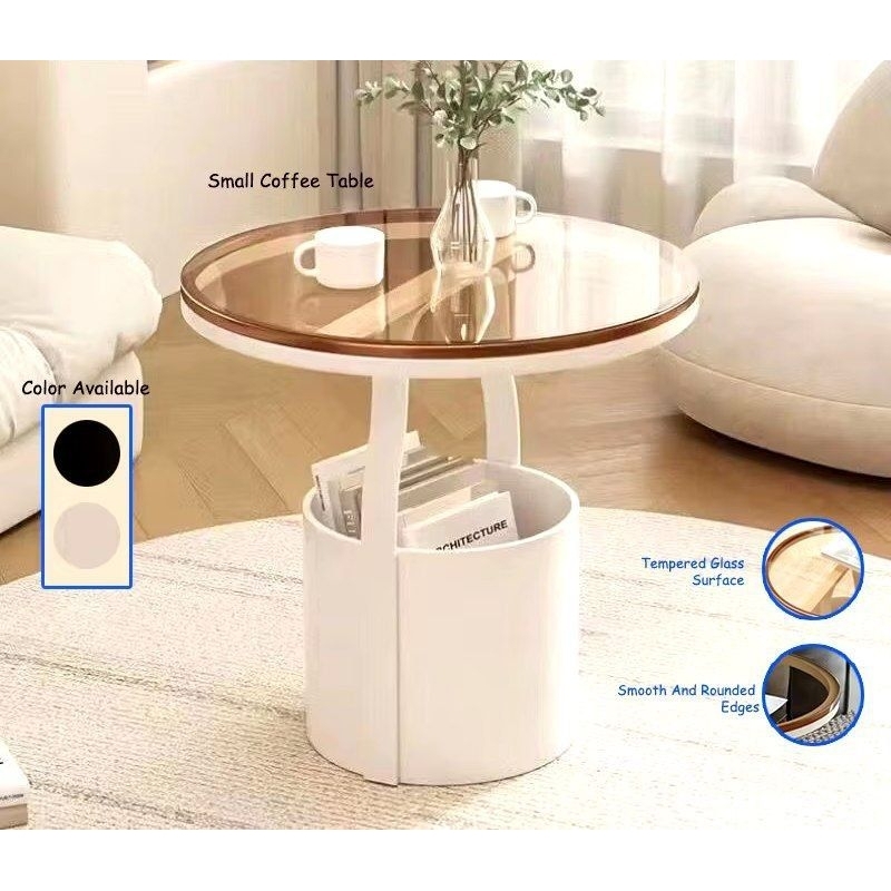 Transparent Glass Sofa Side Table Corner Table Living Room Bedside ...