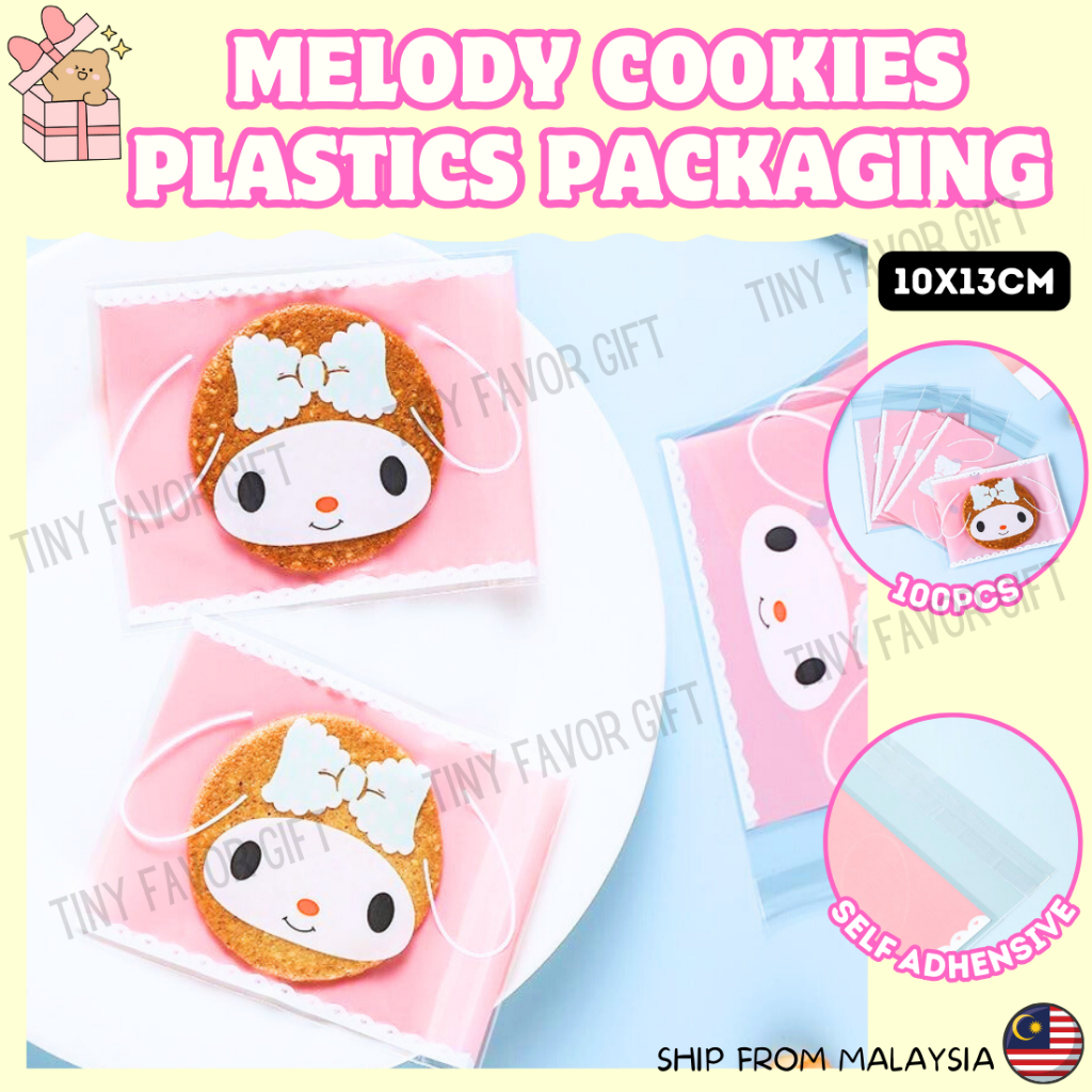 (100pcs)Melody Self-adhesive Plastic Candy Biscuit Cookies Gift ...
