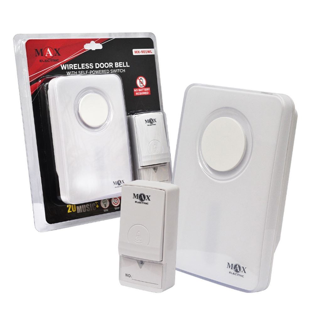 MAX MX-901WL SELF POWERED WIRELESS DOOR BELL (WITHOUT BATTERY) | Shopee ...