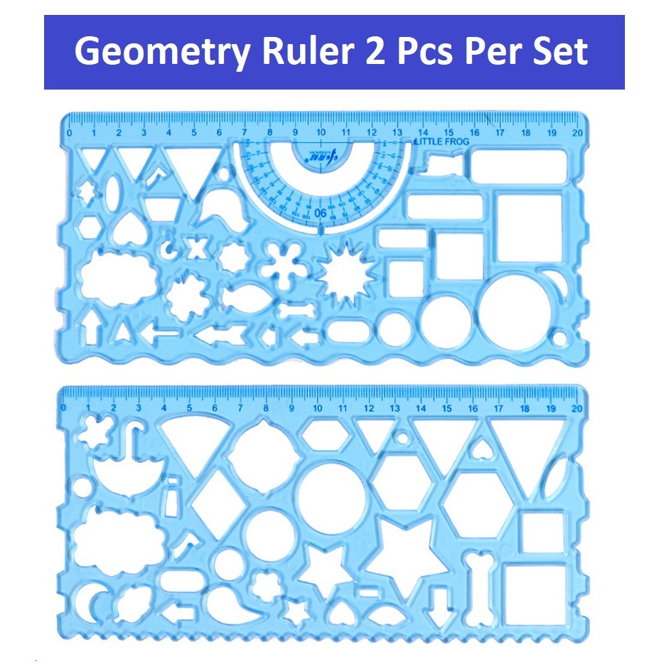 2 in 1 Geometry Drawing Stencil Ruler Pembaris Lukisan Kanak Kanak ...