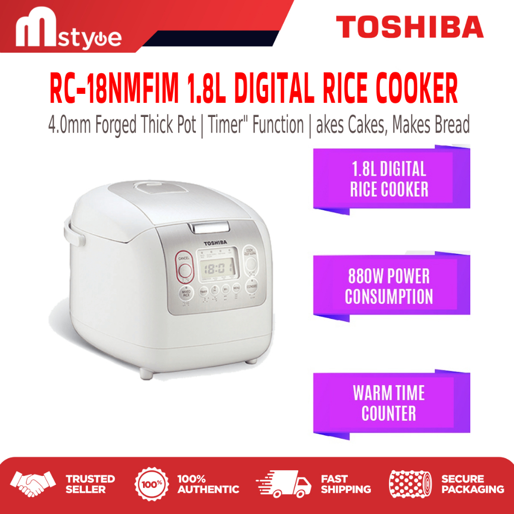 Toshiba 1.8L Digital Rice Cooker RC-18NMFIM | RC-18DH1NMY | Bakes Cakes ...