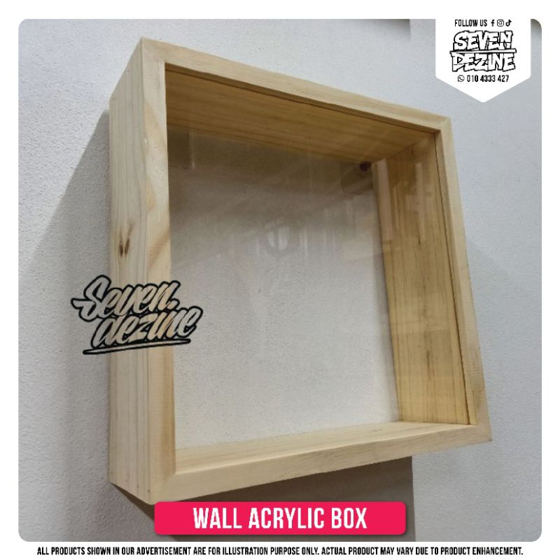 Kotak Kayu Pine + Clear Acrylic | Frame Dinding | Wall Display | Wooden ...