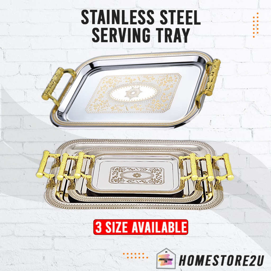 S M L Stainless steel food serving tray drink coffee tea fruit home ...