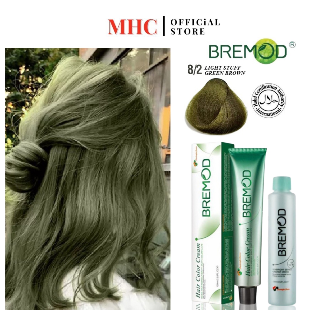 [HALAL] BREMOD Matte Green 8/2 Professional Salon Hair Color Dye Cream ...