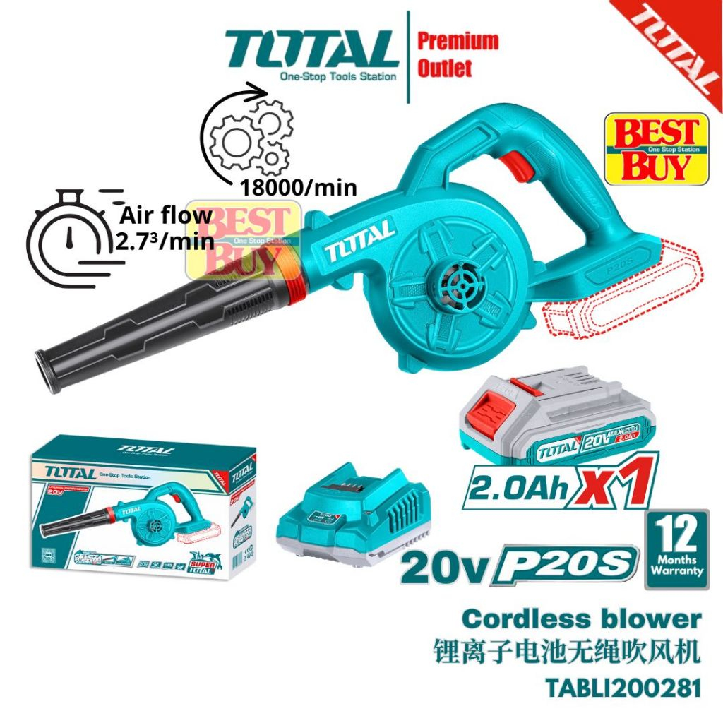TOTAL P20s series Li-ion Blower w/1Pc Battery, Charger / Solo ...