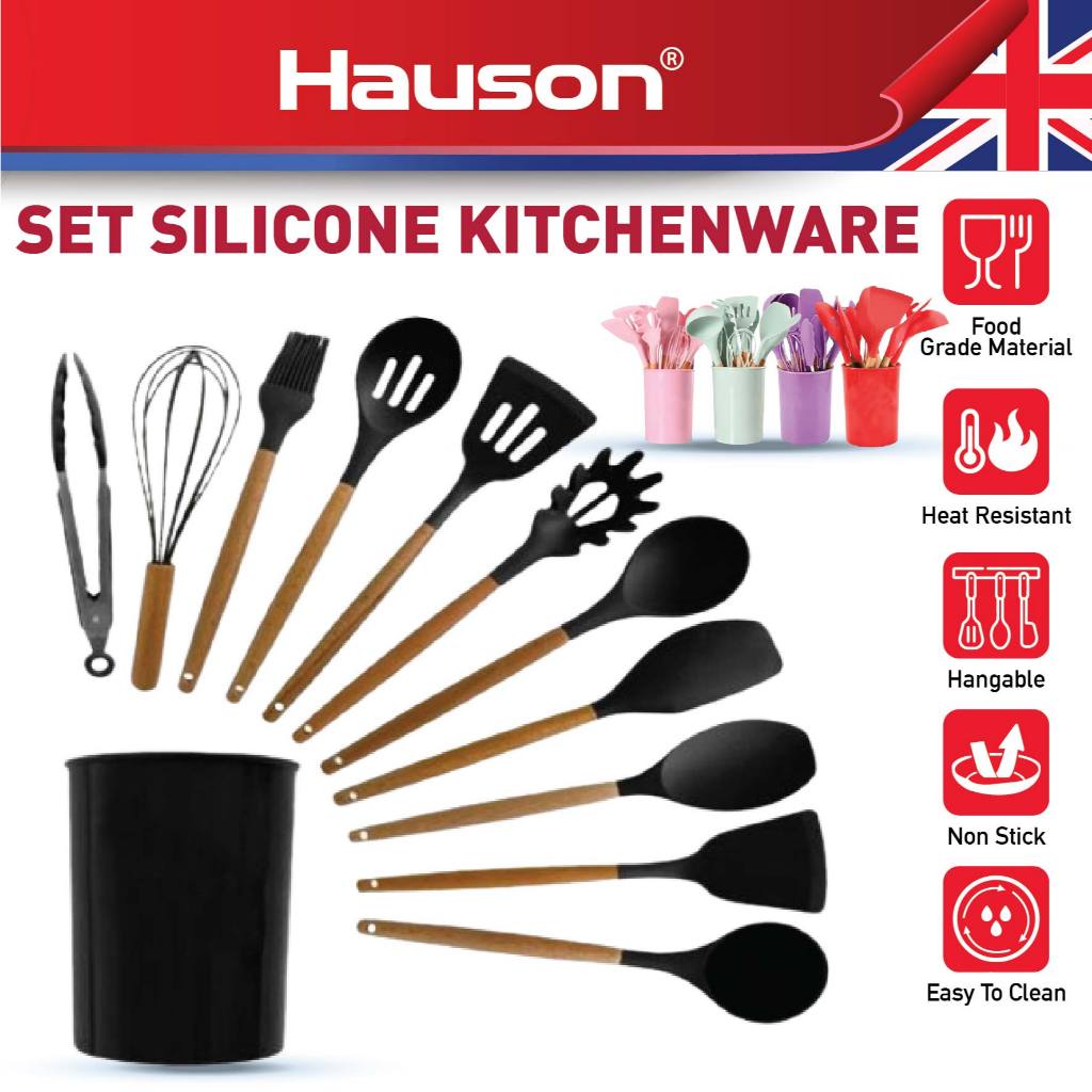 HAUSON 12Pcs Silicone Utensil Cooking Tools Kitchen Cookware Set ...