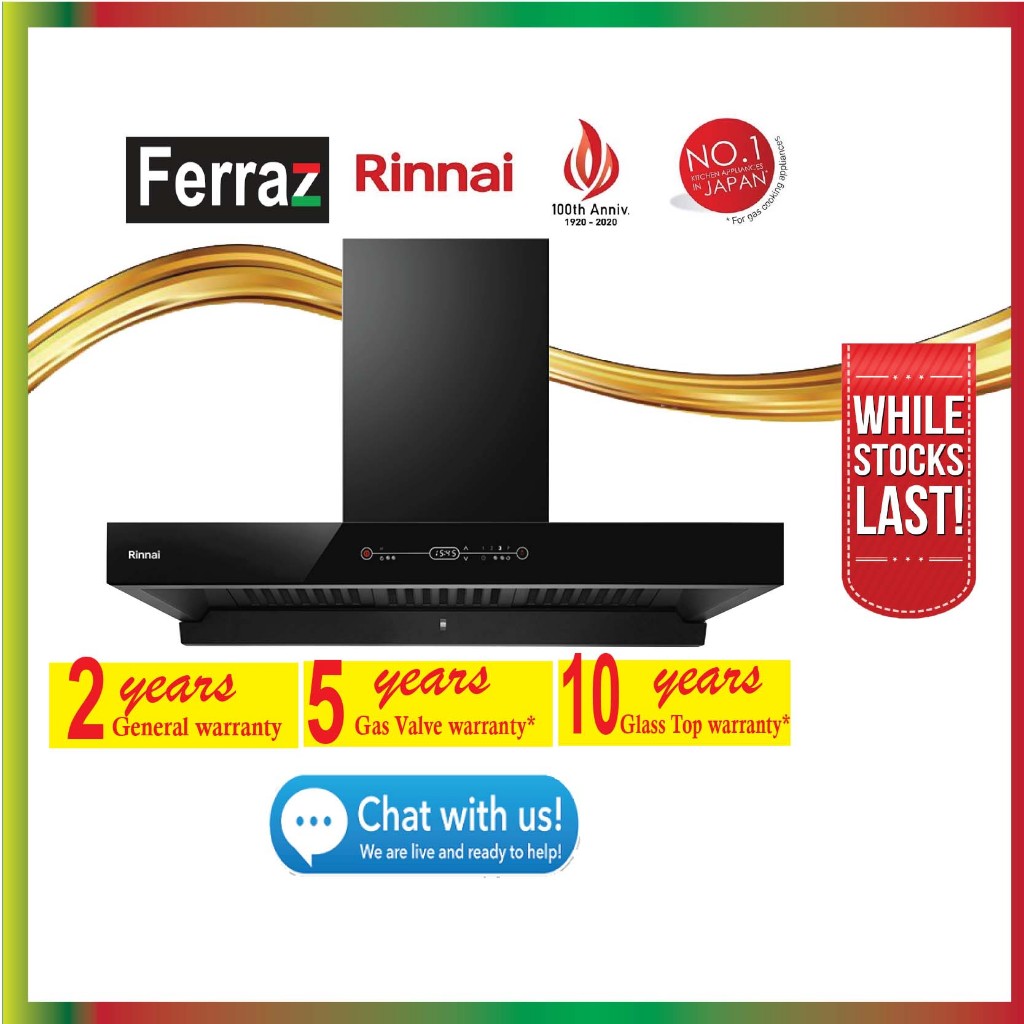 Rinnai RH-C1159-PBW Chimney Cooker Range Hood (90cm) [NEW DESIGN] with wave control | Shopee ...