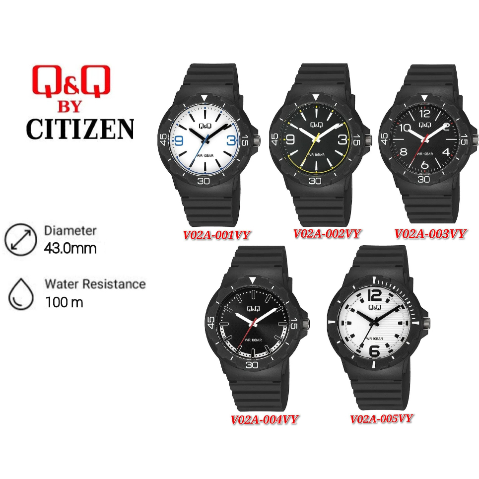Q&Q Japan by Citizen Men's Rubber Analogue Watch V02A / VR18 | Shopee Malaysia