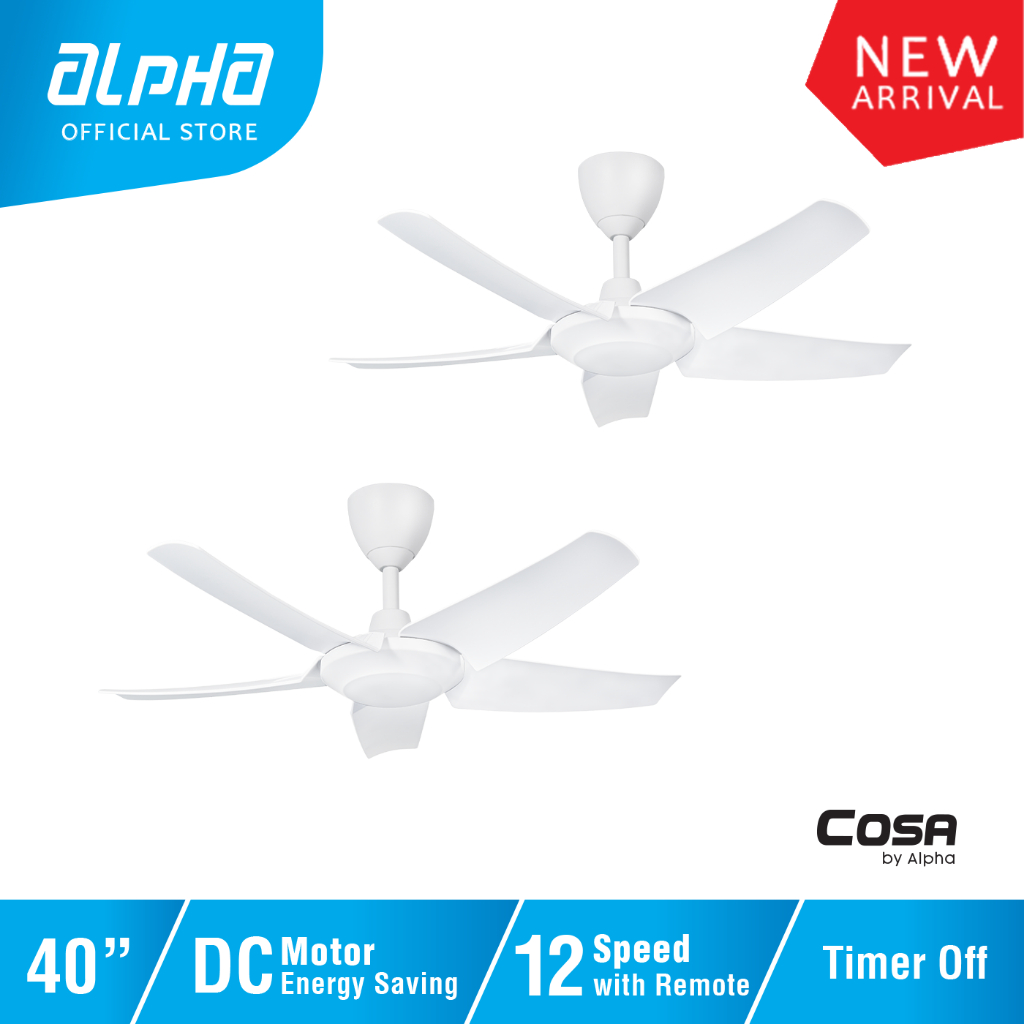 ALPHA Cosa CX10 Ceiling Fan with 5 Blades 12 Speed Remote (40") [Twin ...