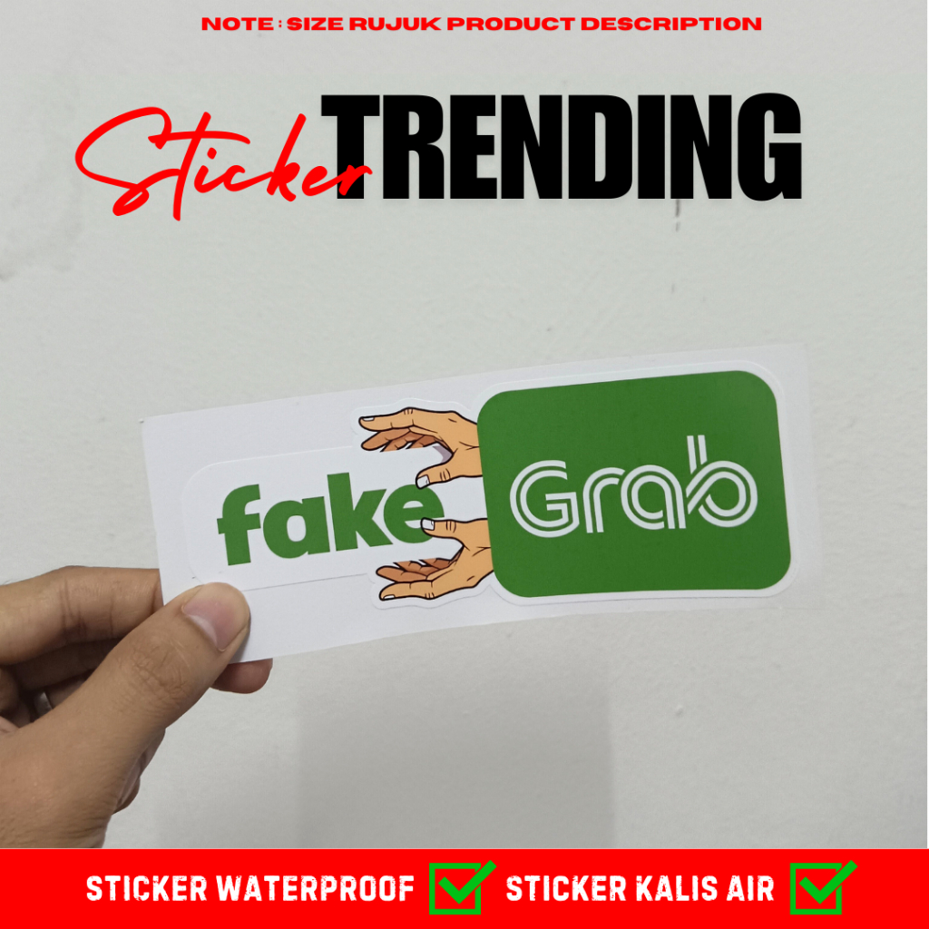 Sticker Fake Grab | STD023 | Shopee Malaysia