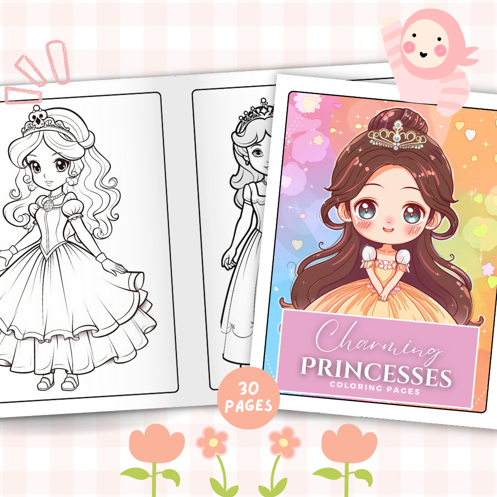 [Kertas Mewarna] Charming Princesses Coloring Pages, 30 Pages Coloring ...