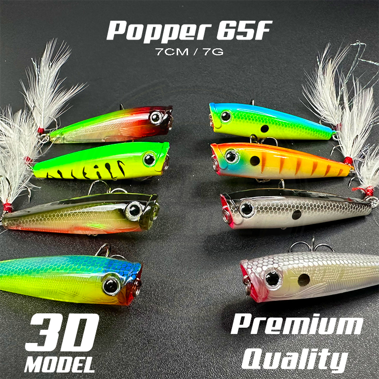 Popper 65F 3ds Fishing Lure Top Water Gewang Killer Pancing Casting ...