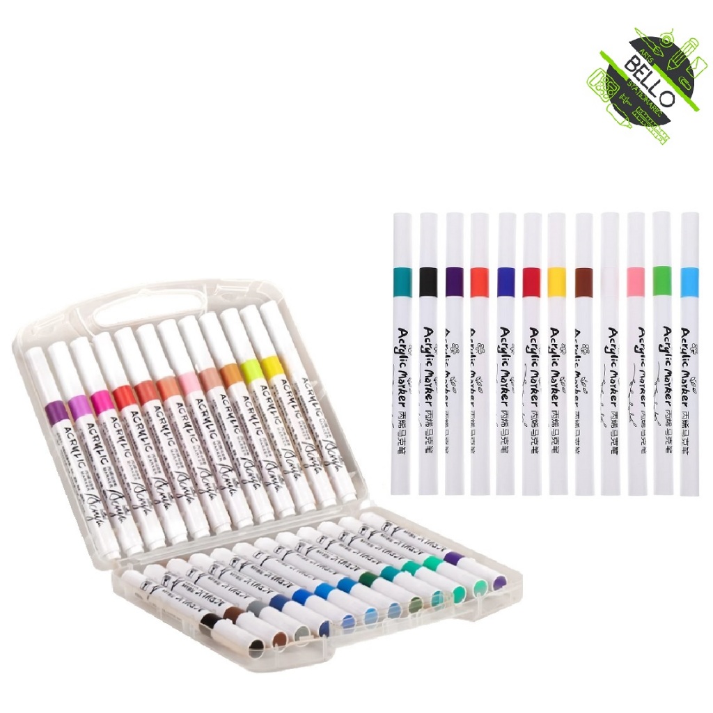 Acrylic Marker Water-Based Ink 12 / 24 / 36 / 48 / 60 col Set | Shopee ...
