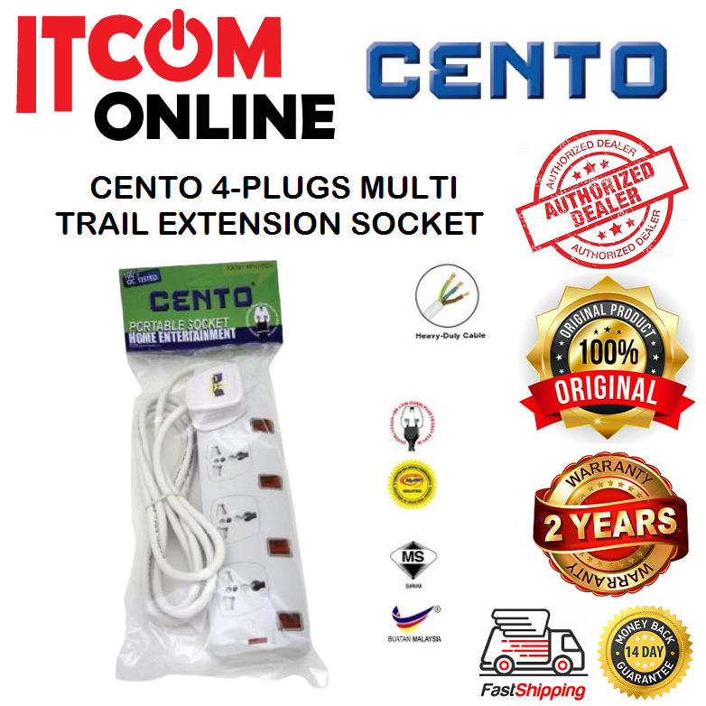 CENTO 4-PLUGS MULTI TRAIL 2 METER/6 METER EXTENSION SOCKET (MD6514N/CT ...