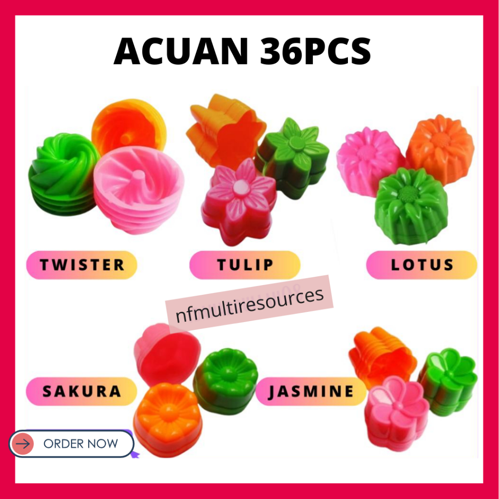 (PROMO) 36pcs Acuan Kaswi Twister Tulip Lotus Sakura Rose Jasmine Mold ...