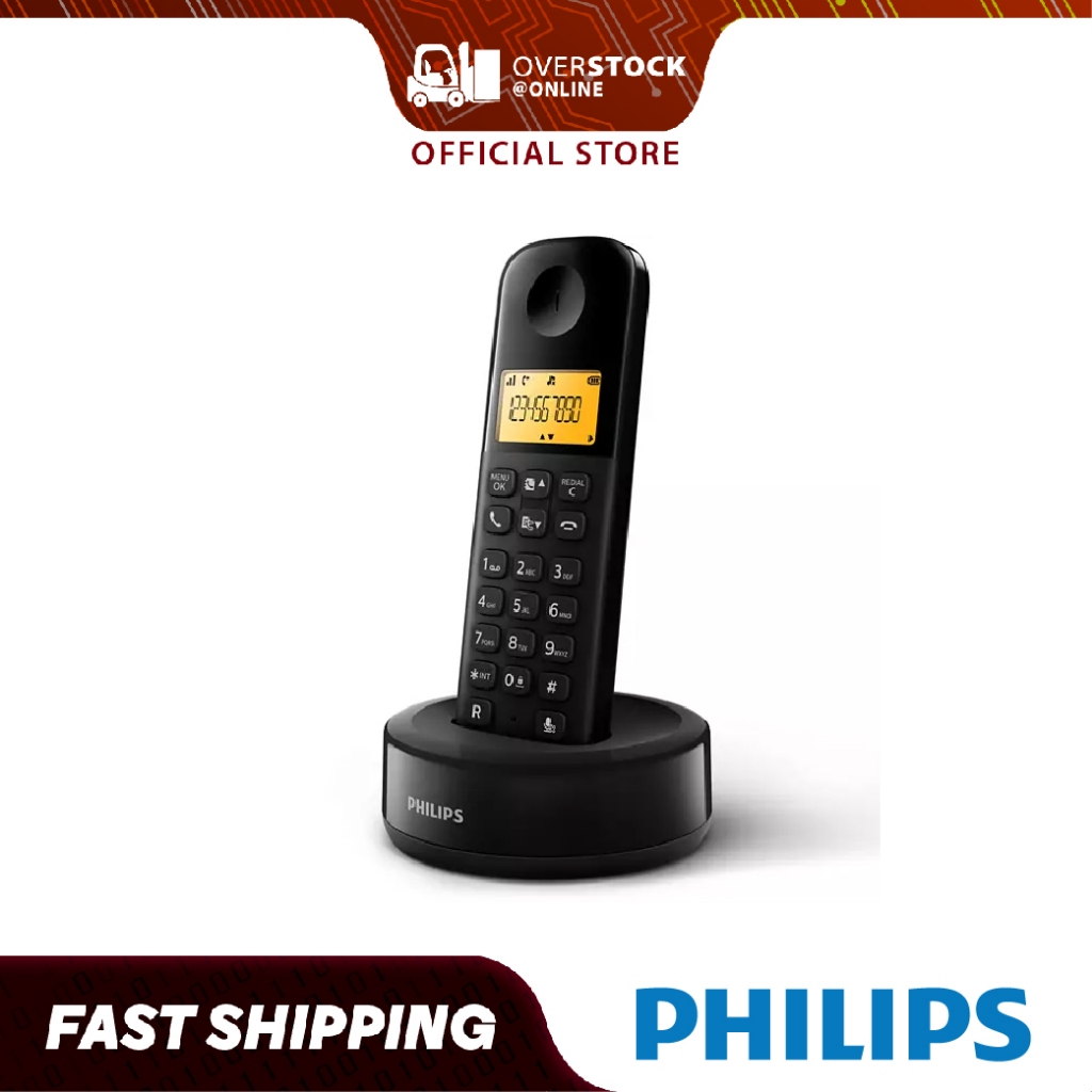 PHILIPS D160 Cordless Phone with 1.6" Display, Non-slip Grip, Caller ID ...