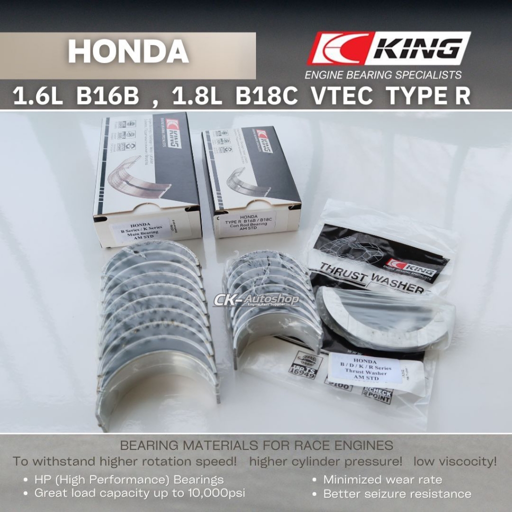 KING Bearing HONDA 1.6L B16B 1.8L B18C VTEC TYPE R for Civic EK9 Integra DC2 ( Conrod Bearing ...