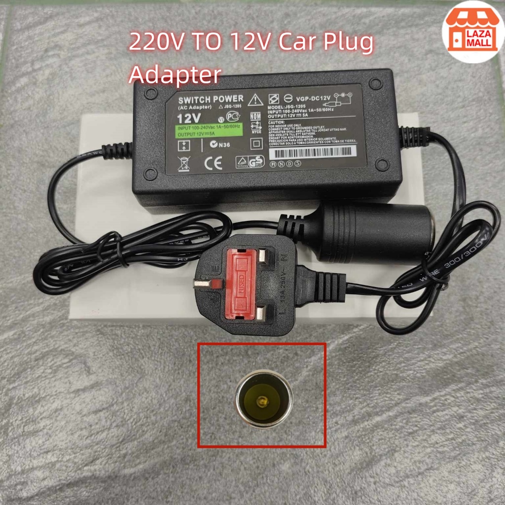 Palam Kereta 12V5A/220V TO 12V Car Plug Adapter/Car Lighter Socket ...