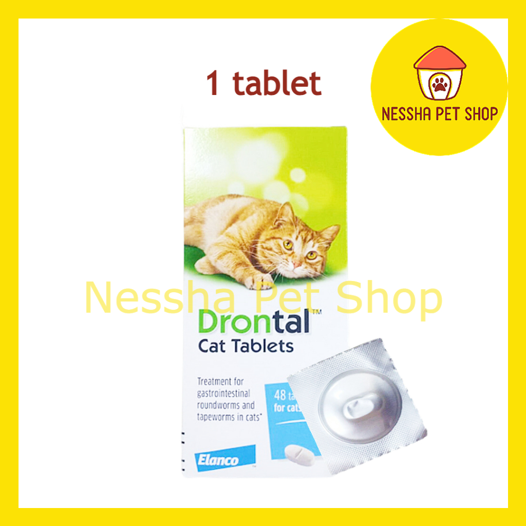 1 Tablet Elanco Drontal Cat Deworm Cat Ubat Cacing Kucing Prevention ...