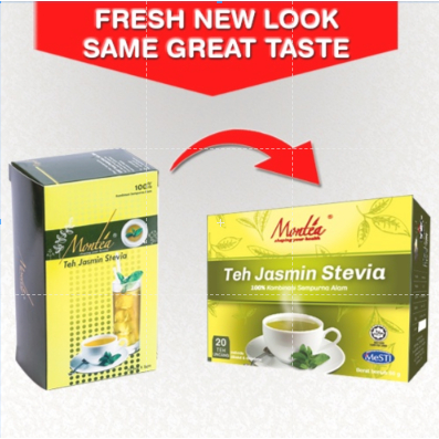 Montea Stevia Tea (Green Tea / Jasmine / Black Tea) - 3gx20's | Shopee ...