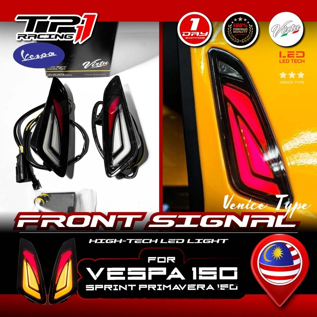 VESPA Front signal + Raer Signal LED I Clear Cover - NEW (Venice type ...