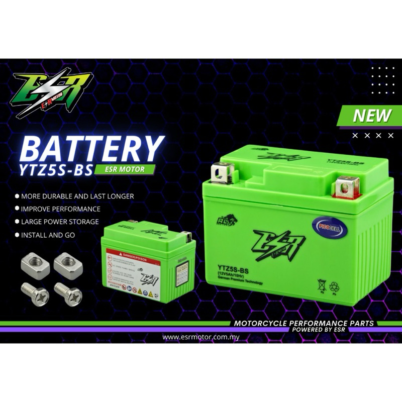 ESR MOTOR BATTERY PICOCELL YTZ5S-BS, YB3L-BS ,YTZ6V ,YB5L-BS ,YTZ7S 100 ...