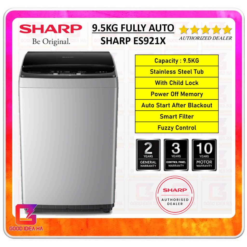 【LOWEST PRICE】Sharp Fully Auto Washing Machine (9.5kg) ES921X | Shopee ...