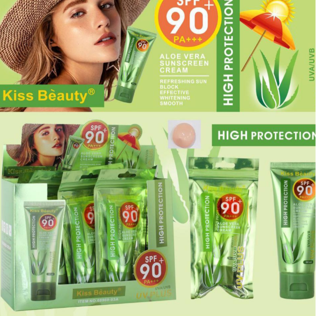 KISS BEAUTY ALOE VERA SPF90+ SUNSCREEN CREAM SUNBLOCK 60ML (68960-03A) | Shopee Malaysia