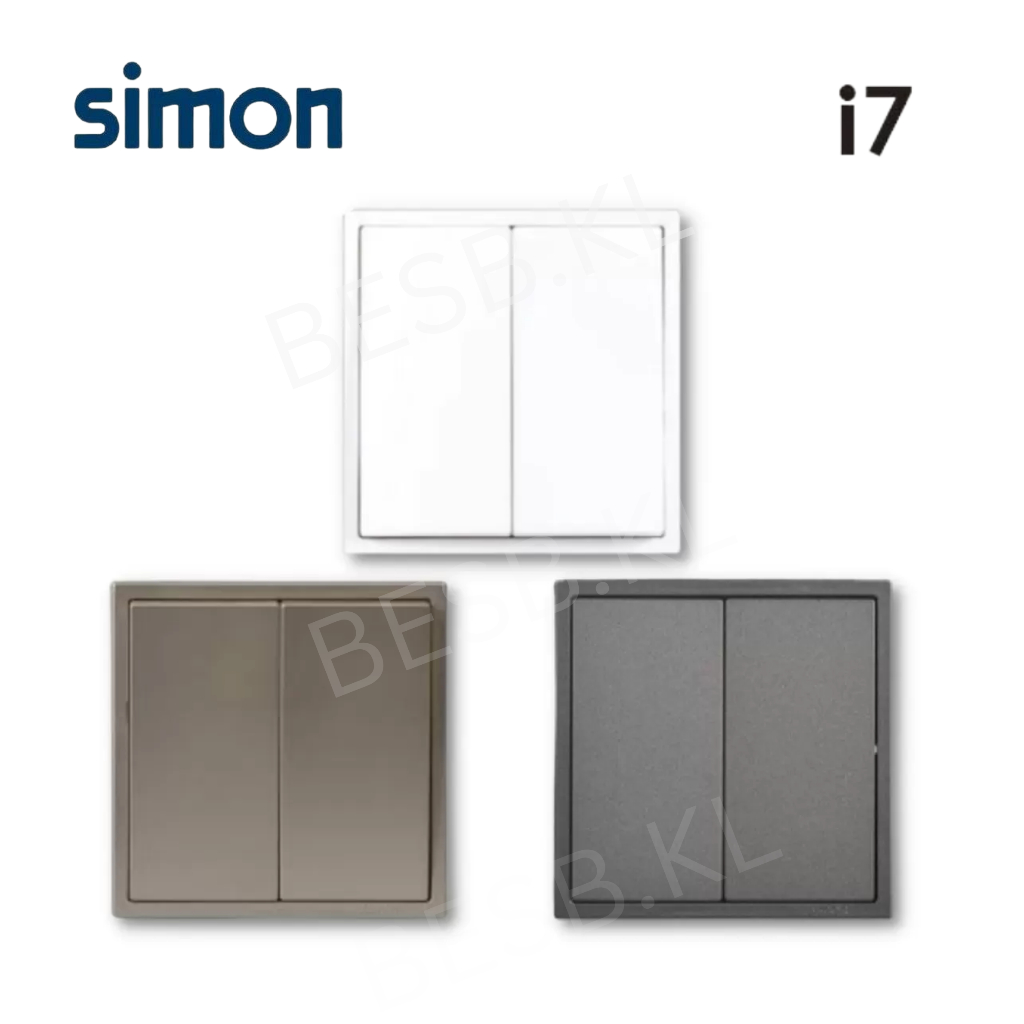 Simon I7 Switches 701021 701022 16A 2 Gang 1/2 Way Matt White Champagne ...