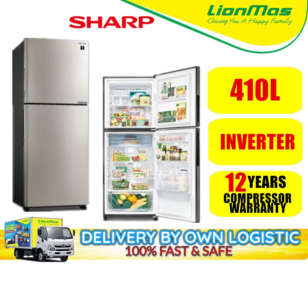 SHARP 410L J-Tech Inverter Refridgerator Fridge SJ-4122MSS - Peti Sejuk ...