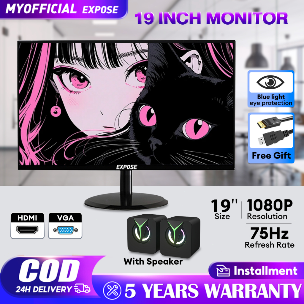 Monitor Pc 19 Inch Gaming Monitor 1080P With Speaker Pc Monitor 75Hz ...