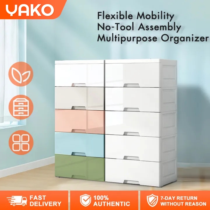 YAKO 3-6 Layer Wide Durabox Drawer Clothes Storage Cabinet Almari Baju ...