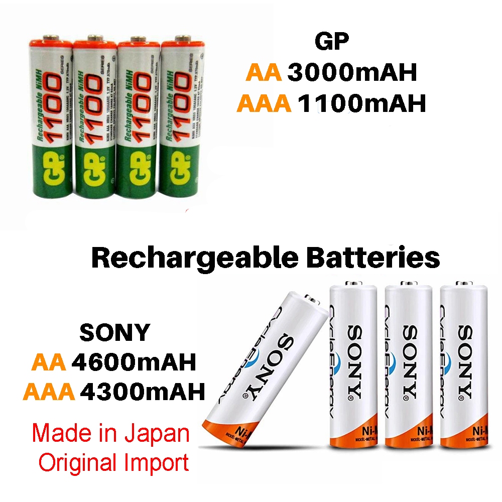 Original Import from Japan Sony / GP AA AAA 1.2V Ni-MH Rechargeable ...