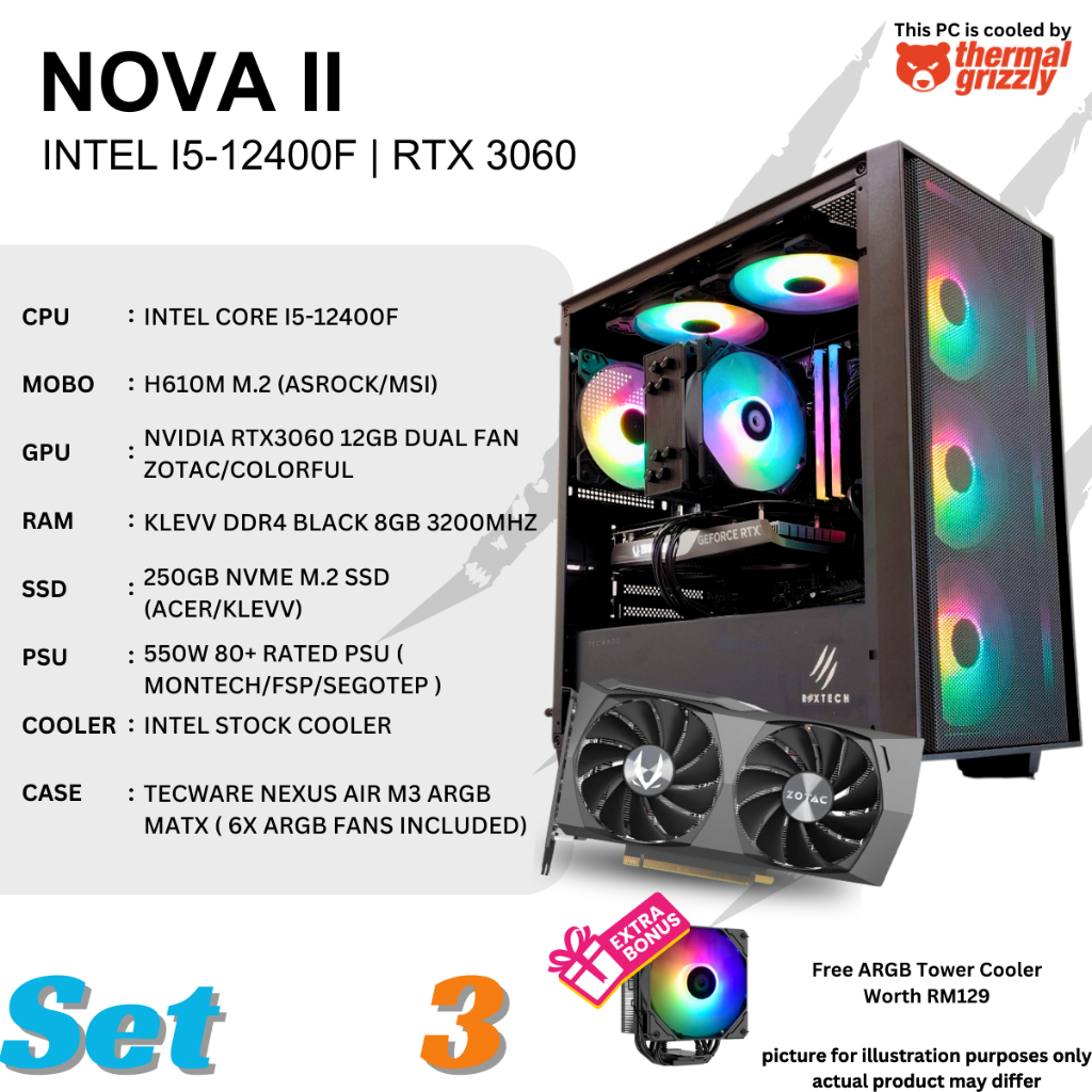(READY STOCK) INTEL GAMING PC BUILD RTX3060 RTX4060 RTX4070 CUSTOM BUILD PC HIGH SPEC REXTECH ...