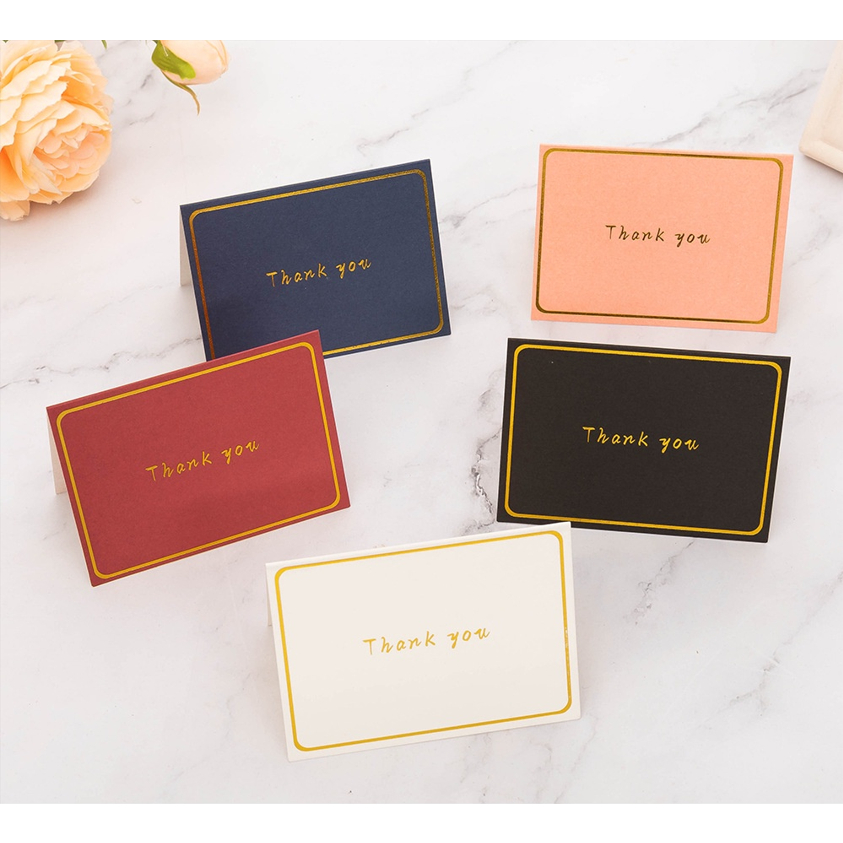 Foldable Gold Frame Greeting Card Wish Card Birthday Thank You Card Kad ...