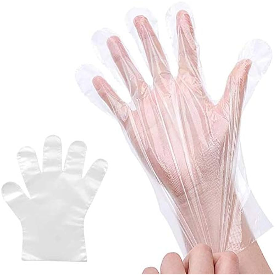 (2 Pcs) Food Grade Disposable Plastic Hand Glove Free Size Glove Sarung ...