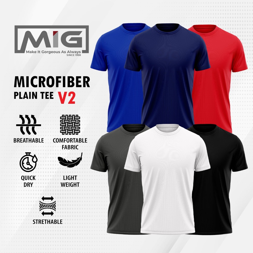 MIG Mircofiber Unisex 150gsm Adult Quick Dry Round Neck Plain T Shirt ...