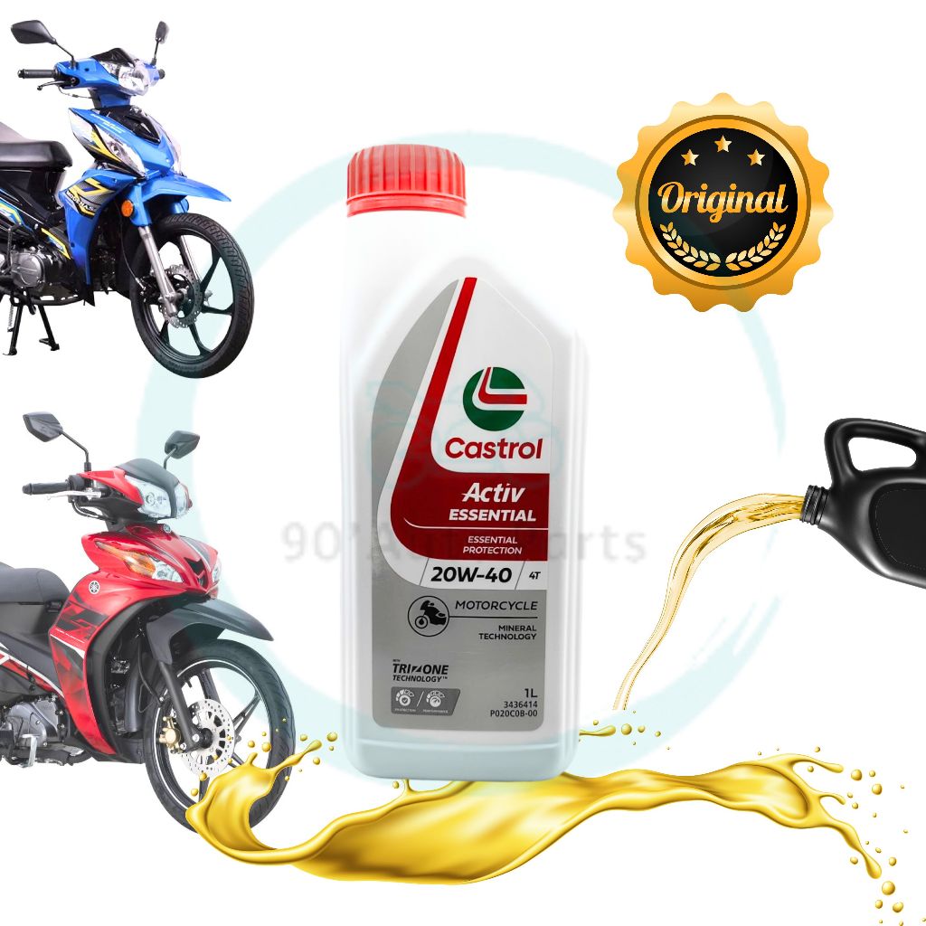 MOTOR ENGINE OIL 4T CASTROL ACTIV ESSENTIAL 20W 40 1LITRE ENJIN MINYAK ...