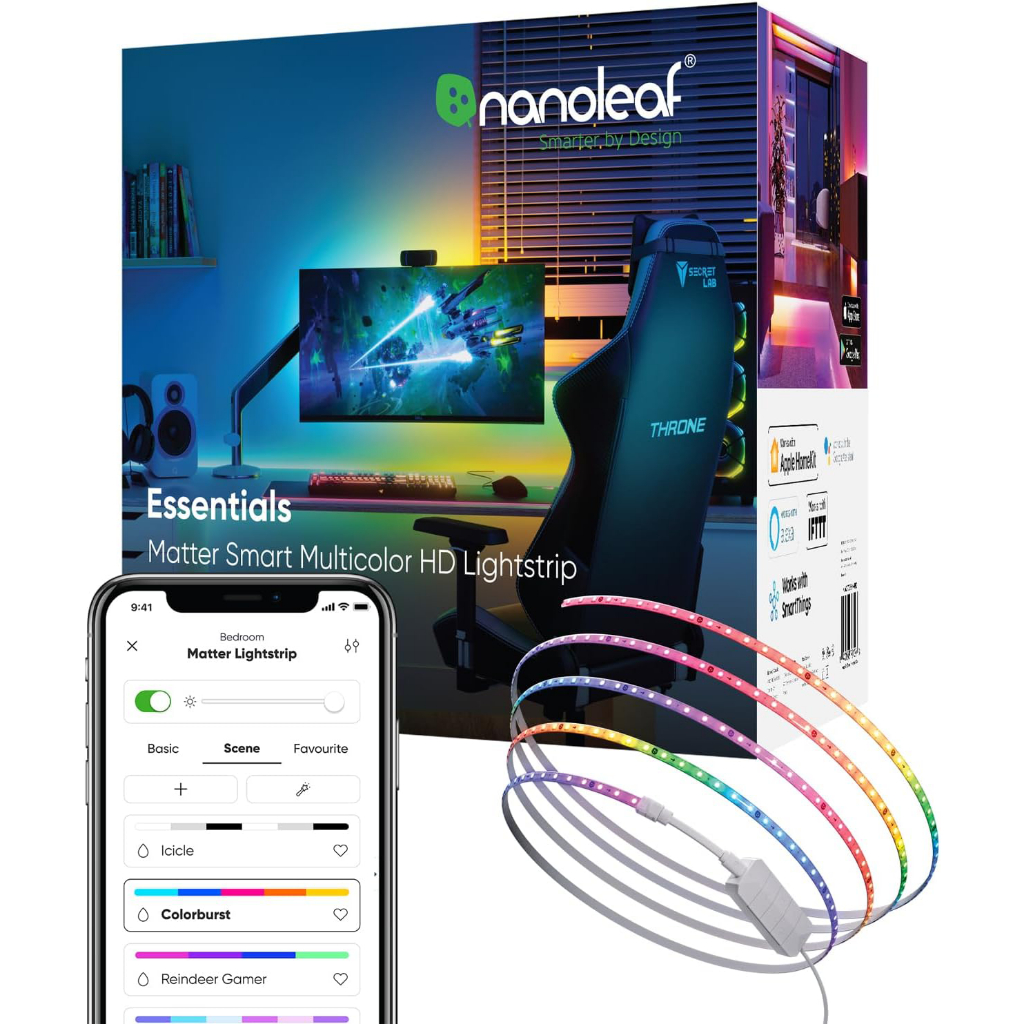 NANOLEAF Essentials Matter Smart Multicolor HD Lightstrip 16.4ft (5m ...