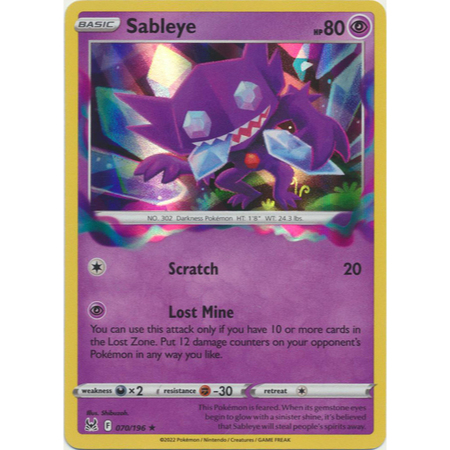 Pokemon tcg Sableye - 070/196 - Holo Rare Sword & Shield: Lost Origin ...
