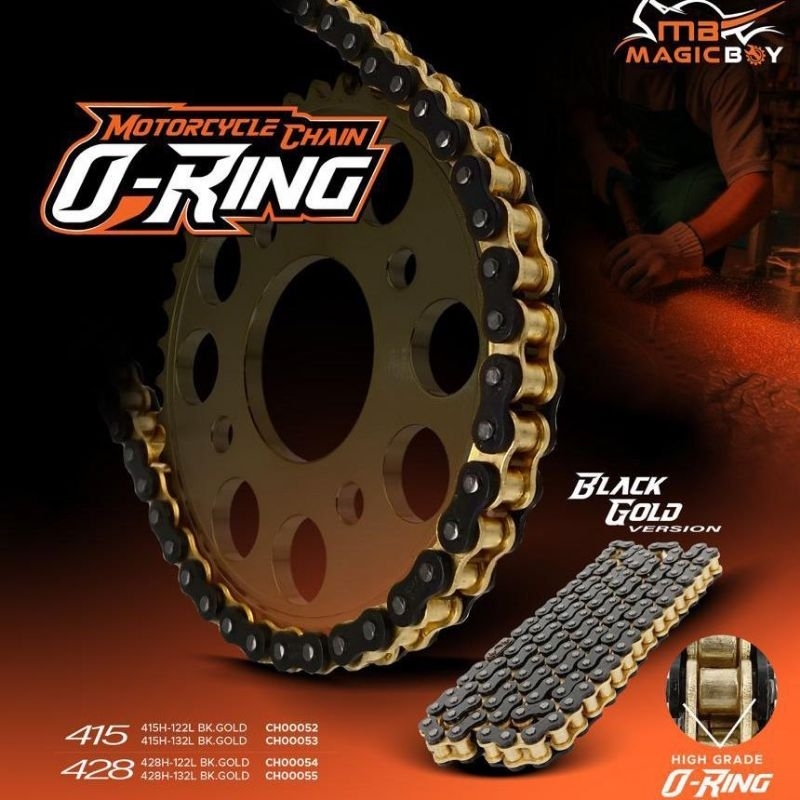 magicboy chain black/gold 2ton ORING chain 415 428 415-122 132 428-122 ...