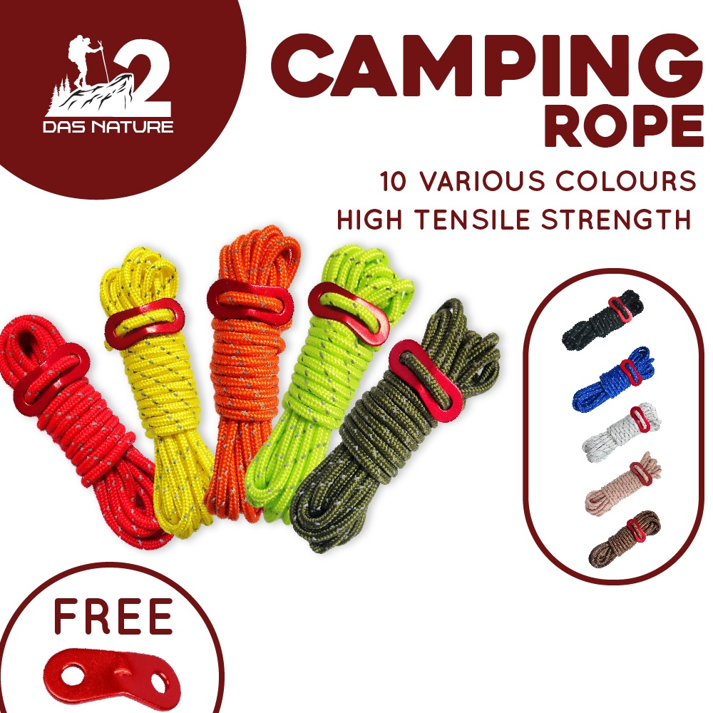 4m Camping Rope Outdoor Tali Khemah Tali Flysheet Reflective Wind Rope ...
